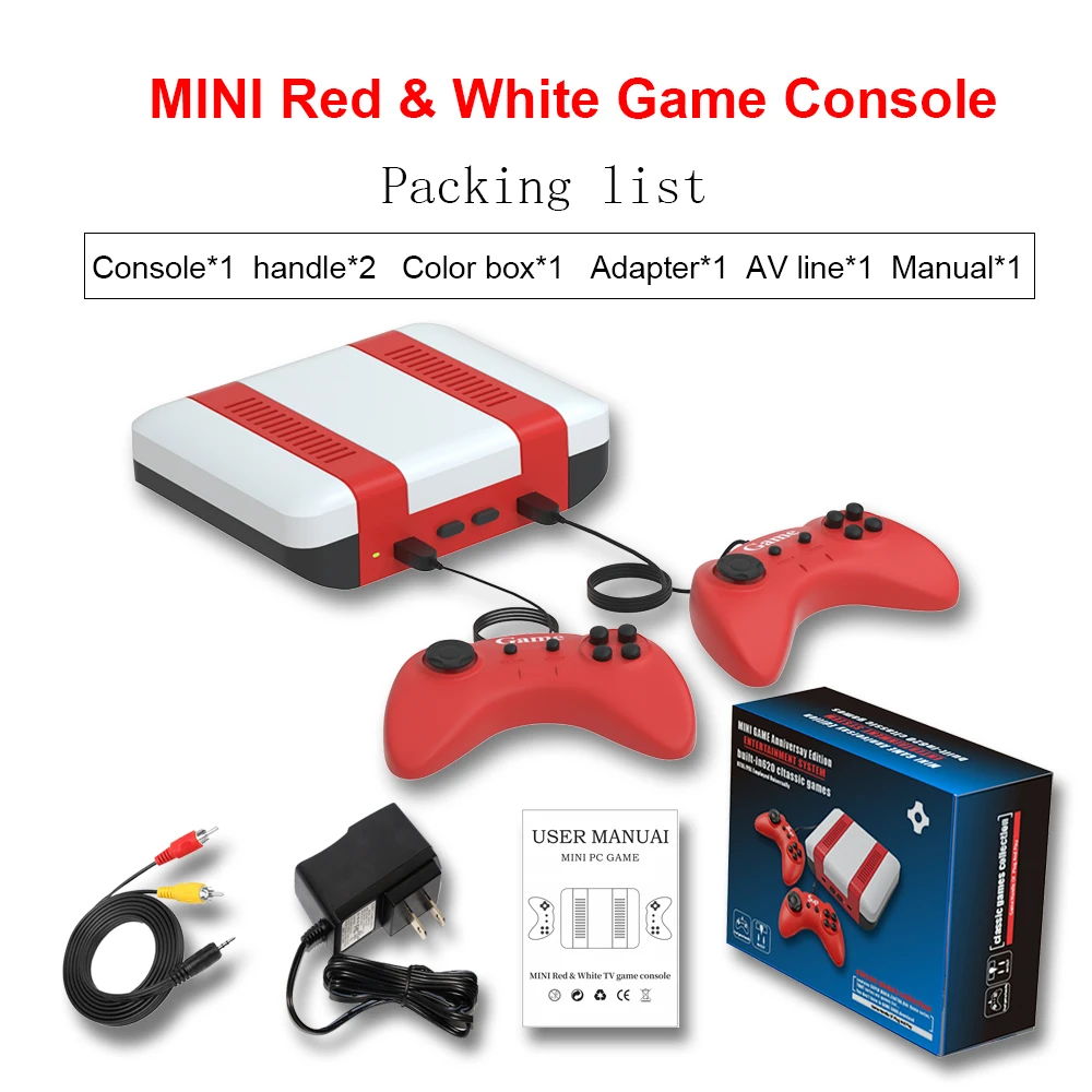 2022 Newest 620 In 1 Game Console Red For Classic Game Console With ...