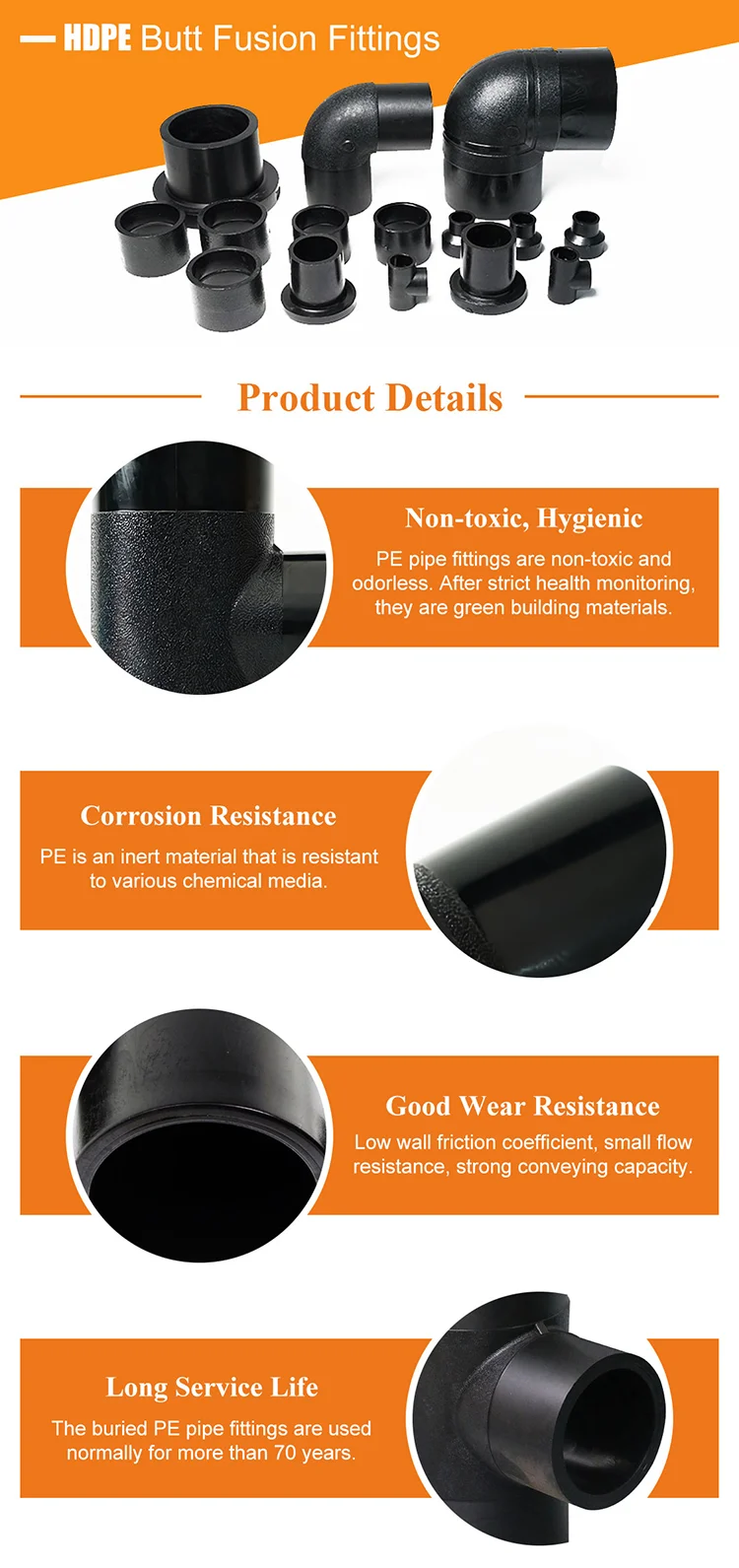 HDPE Polyethylene Pipe Fittings - Durable & Versatile