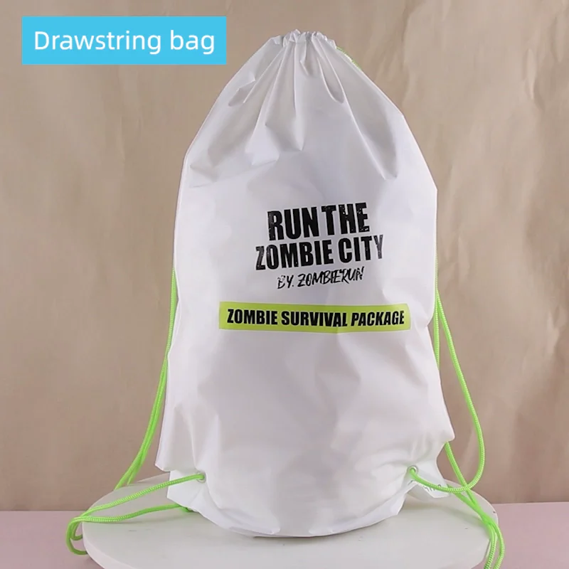 Custom Backpack Plastic Drawstring Bag With Logo Printed Pe Uv Frosted ...