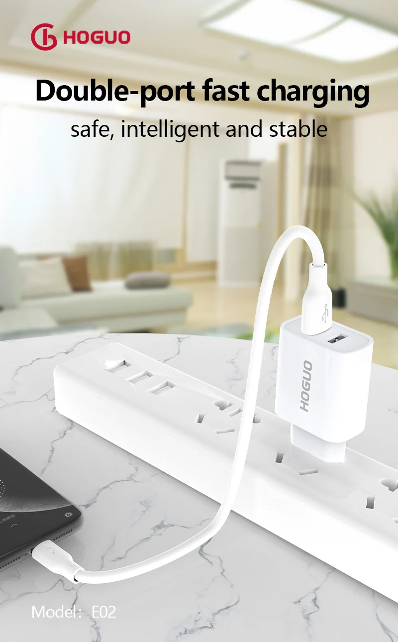 Hoguo Oem Logo 5v 2.4a 2a Small Mini Mobile Cell Phone Dual Double Two Usb 2 Port Eu Us Plugs ...