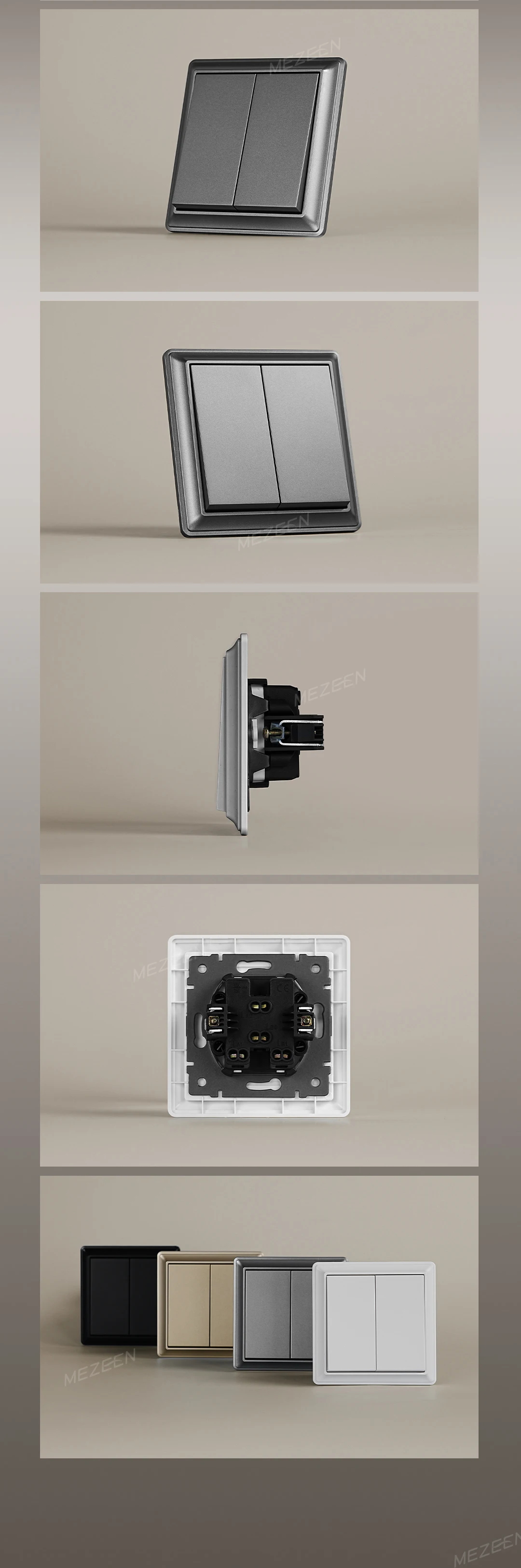 10A 250V Double Push Button Switch Plastic 90*90mm Fireproof UV ...