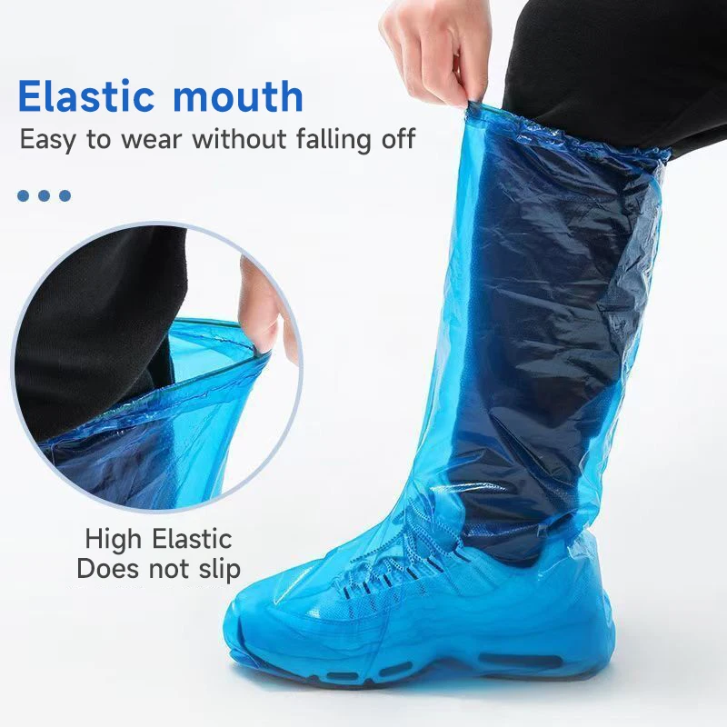 Blue Long Plastic Waterproof Disposable Foot Safety Shoe Cover - Buy ...