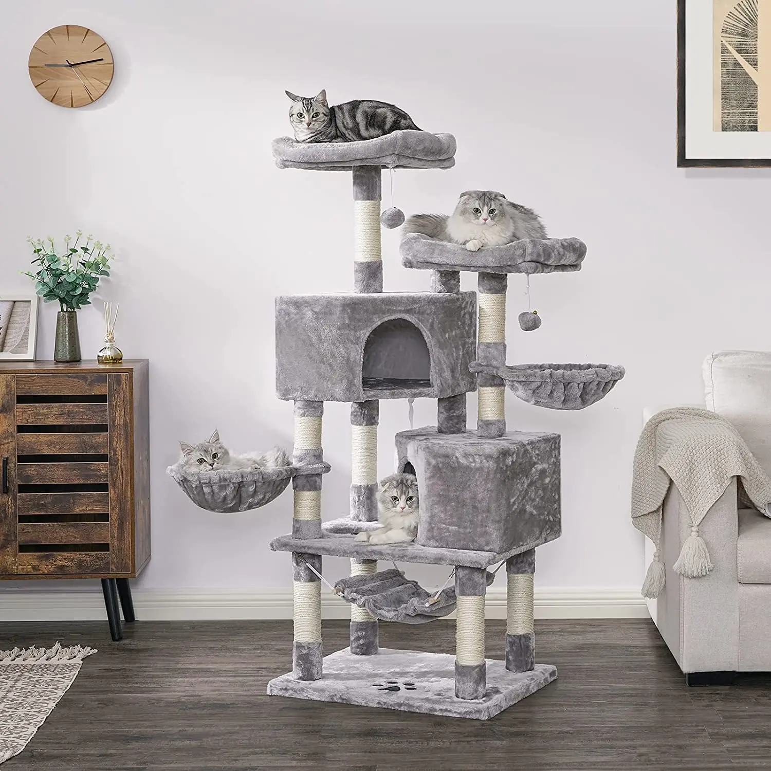 Multi-level Cat Tree For Indoor Cats Large Tower Cat Condo With Sisal ...
