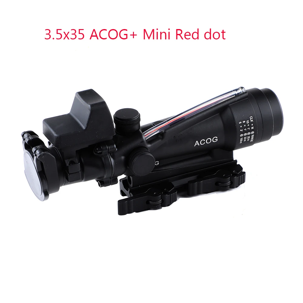 Tactical Acog 3.5x35 Prism Scope Sight Qd Quick Detach Red Fiber ...