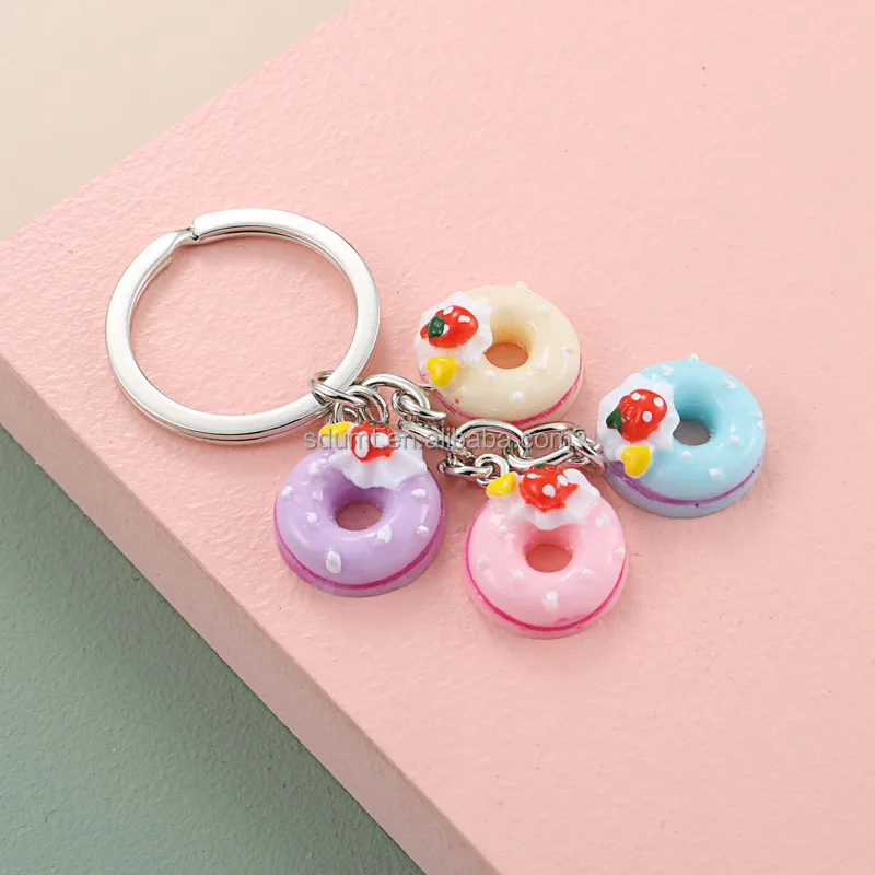 Various Donuts Acrylic Bead Doughnut Resin Cheese Strawberry Key Ring ...