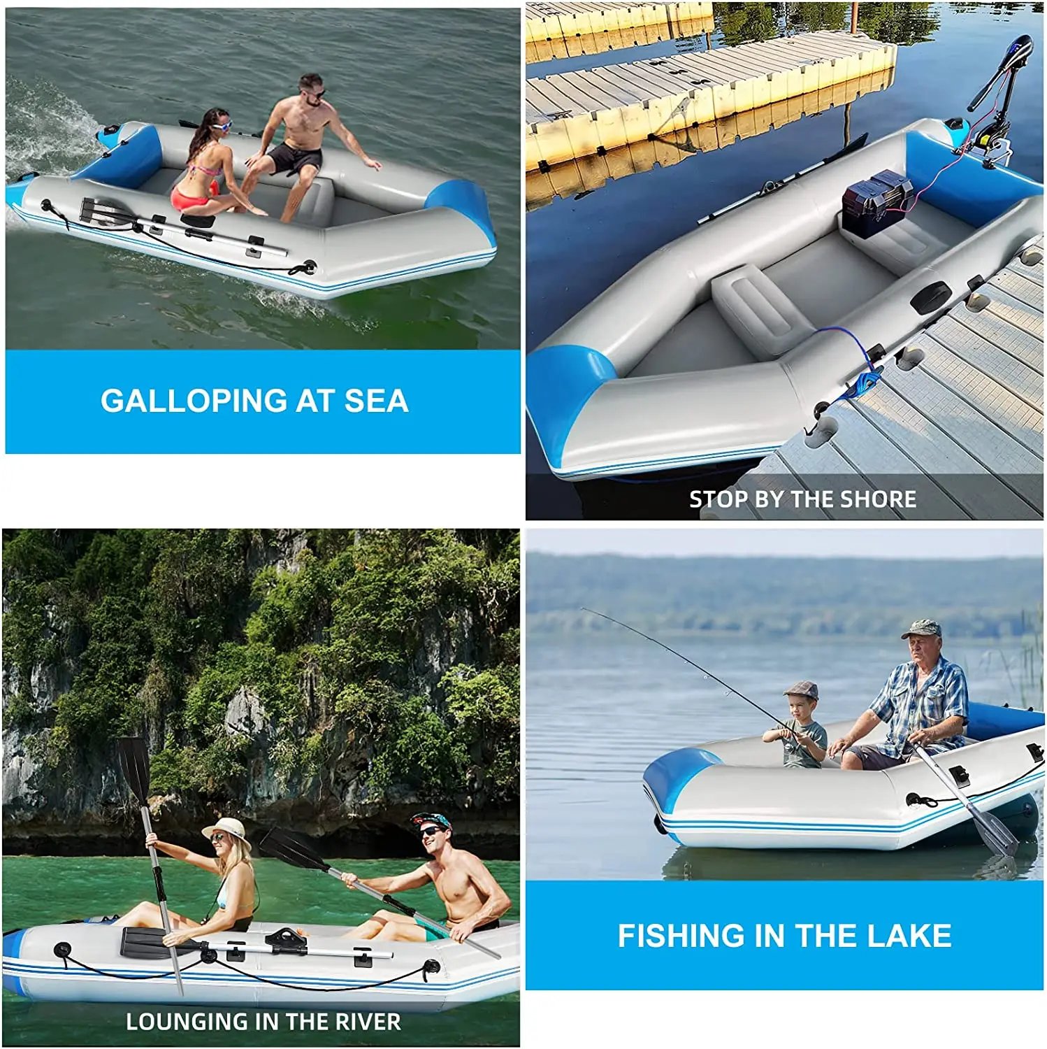 2 Person Inflatable Fishing Kayak Raft Sports Zodiac Boat for Calm ...