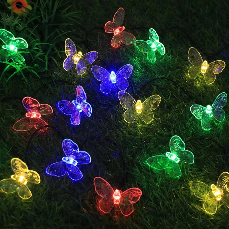 12m 100led Outdoor Led Solar Butterfly String Lights Christmas Holiday ...
