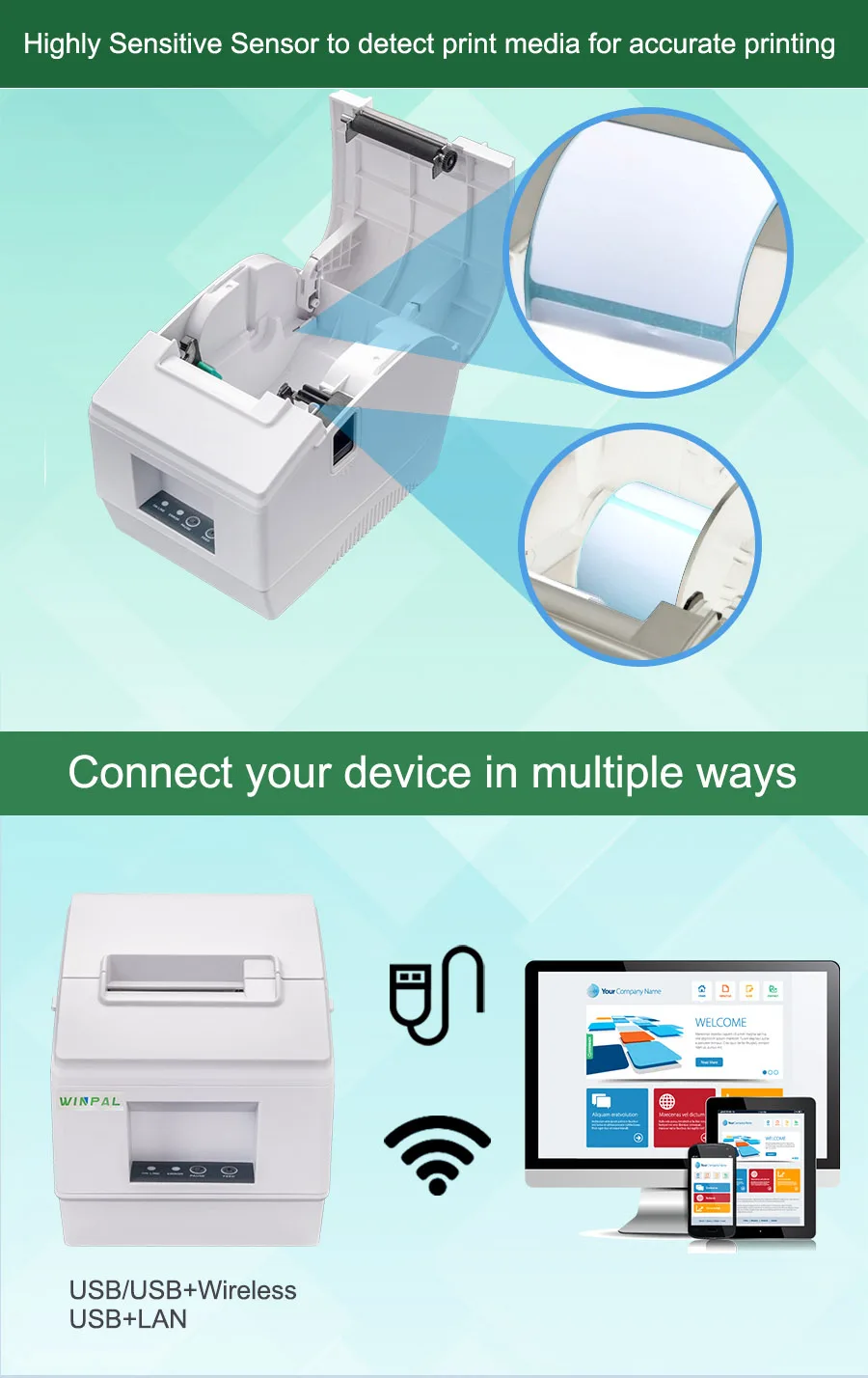 2-in-1 Multifunctional Wireless Usb Thermal Printer 203 Dpi Thermal ...