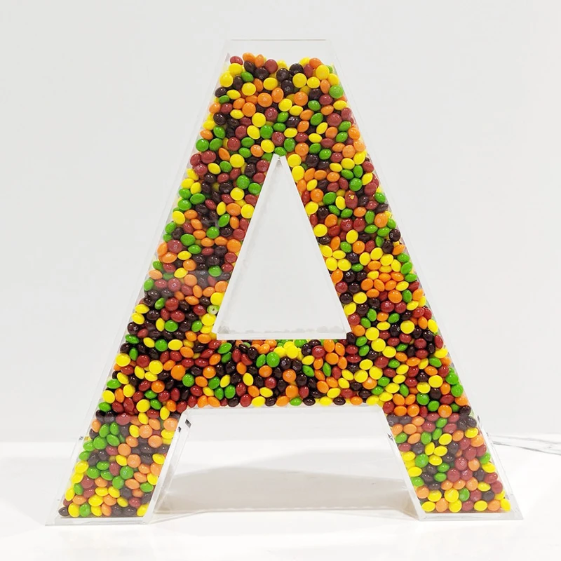 Acrylic Display Rack Letter Shaped Candy Display Case For Filling ...