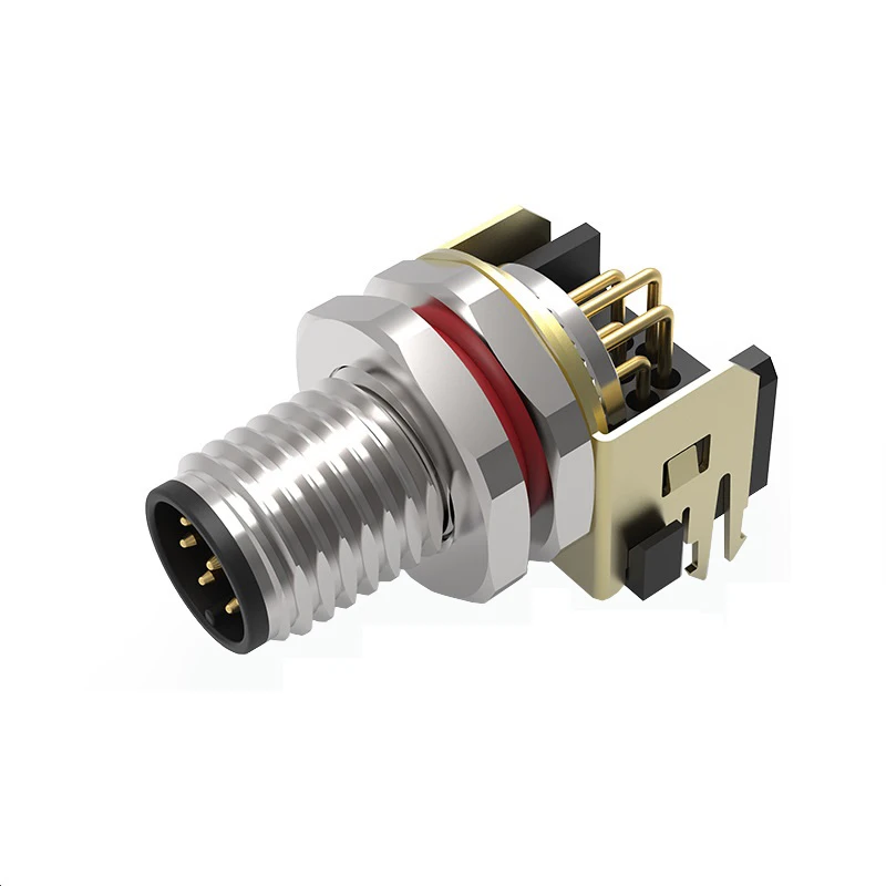 Wholesales Ip67 Waterproof Circular M8 Female 6pin Aviation Socket Right Angle 90 Degree Pcb ...