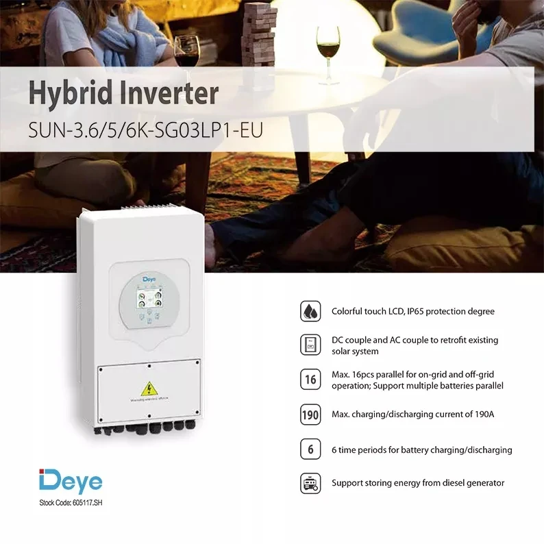 Hybrid Solar Inverter Deye Inverter 5kw 6kw Power Charger System Single ...