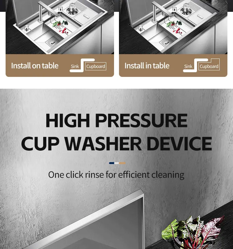 Ce Sliver Hidden Flip Panel Kitchen Sink Intelligent Faucet Cup Rinser ...