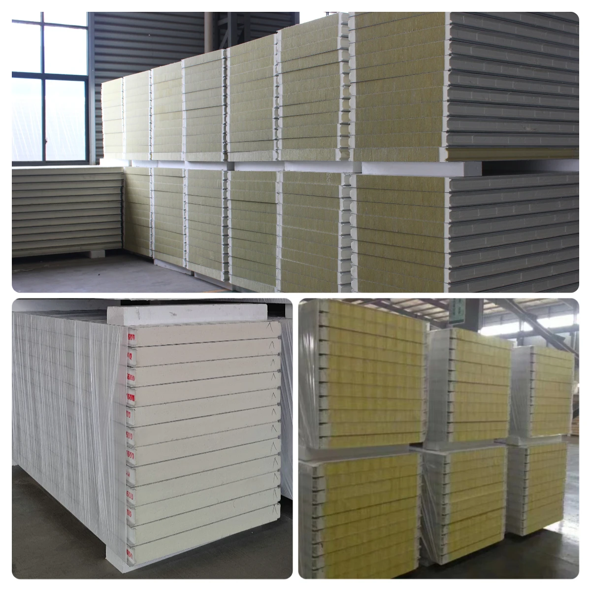 Fireproof Rock Wool Partition Sandwich Panel Polyurethane Foam Color ...