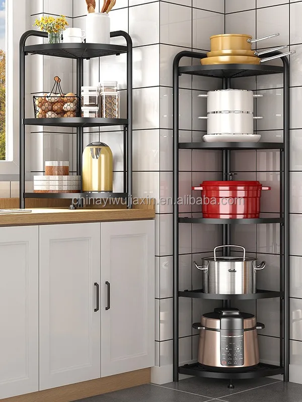 Free-standing Multi-tier Foldable Fan-shaped Corner Storage Shelf ...