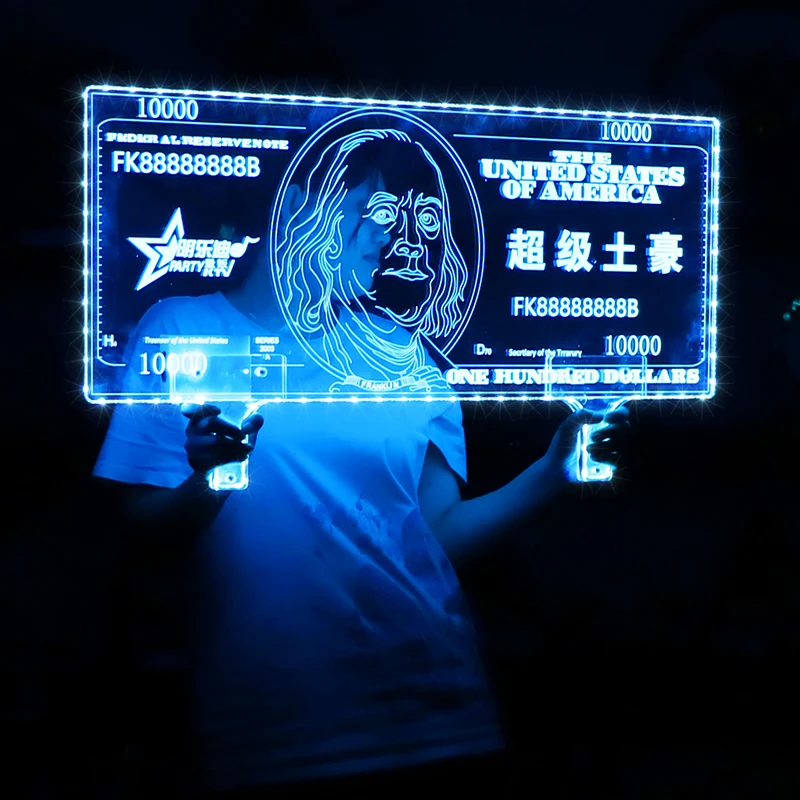 Night Club 3D Fan Hologram Projection LED Dollar Bill Messages Board ...