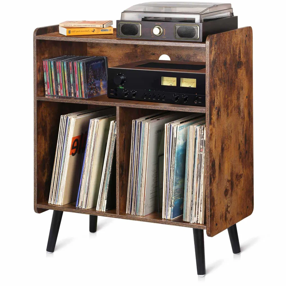 3-tier Vintage Record Player Stand Mid-century Vinyl Record Storage ...
