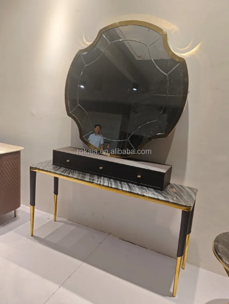 Modern Italian Gold Marble Top Console Table Luxury Jewelry Box Drawer ...