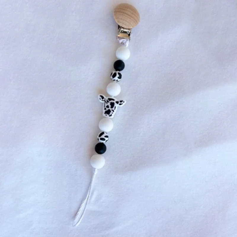 Western Cowboy Silicone Wood Beaded Pacifier Clip For Baby Gift Cute ...