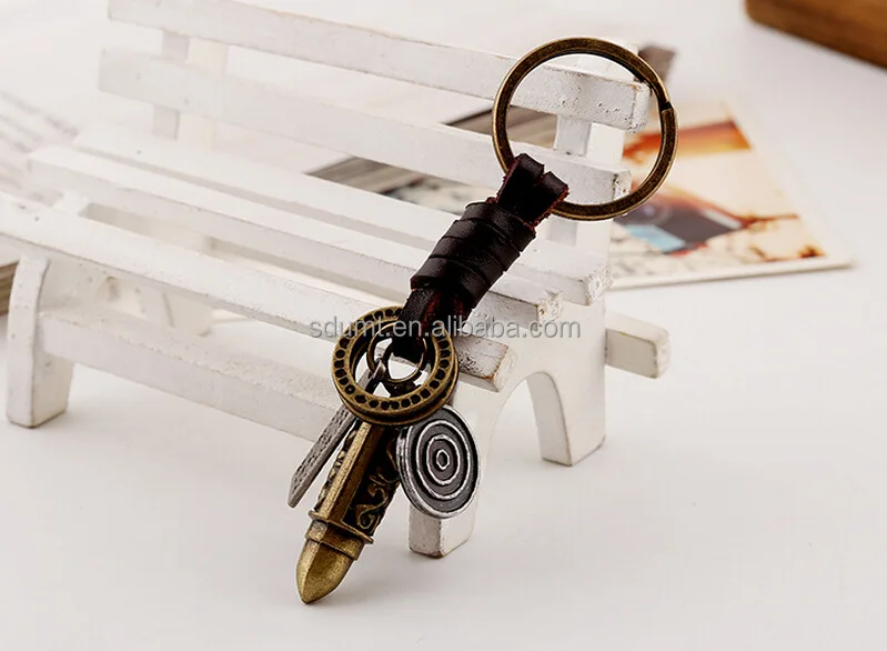 Hot Sale Key Ring Keychain Alloy Bullet Model Trend Popular Leather ...