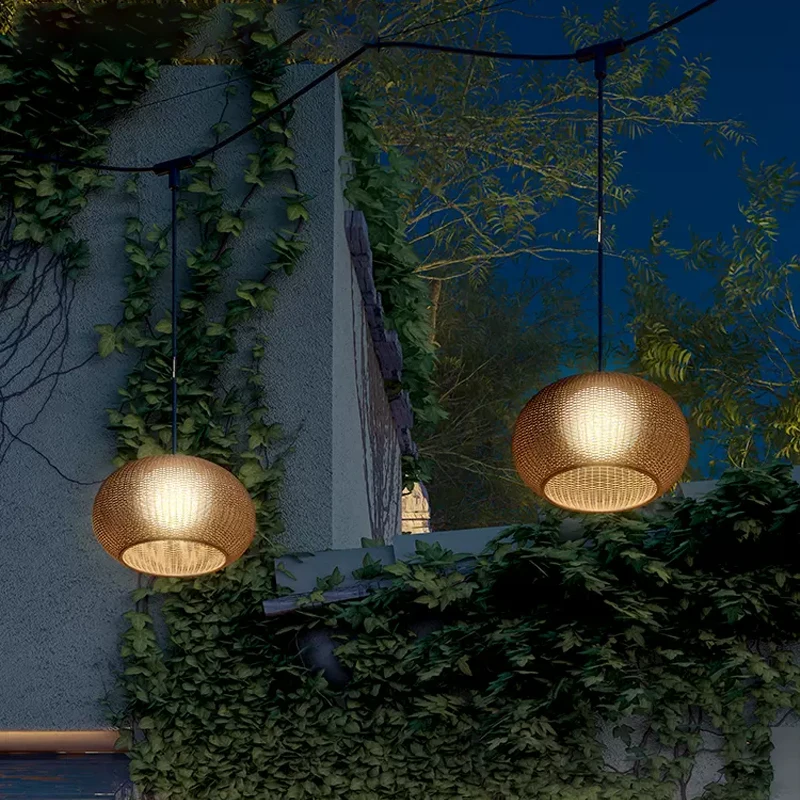 Outdoor Garden Handmade Hanging Lamps Rattan Bamboo Weave Lamp ...