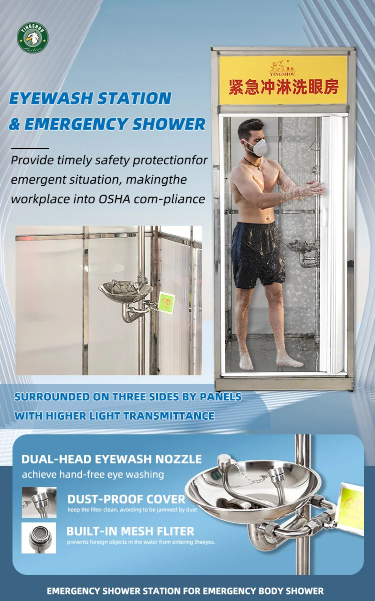 Stainless Steel Enclosed Safety Shower Unit Emergency Safety Shower and ...