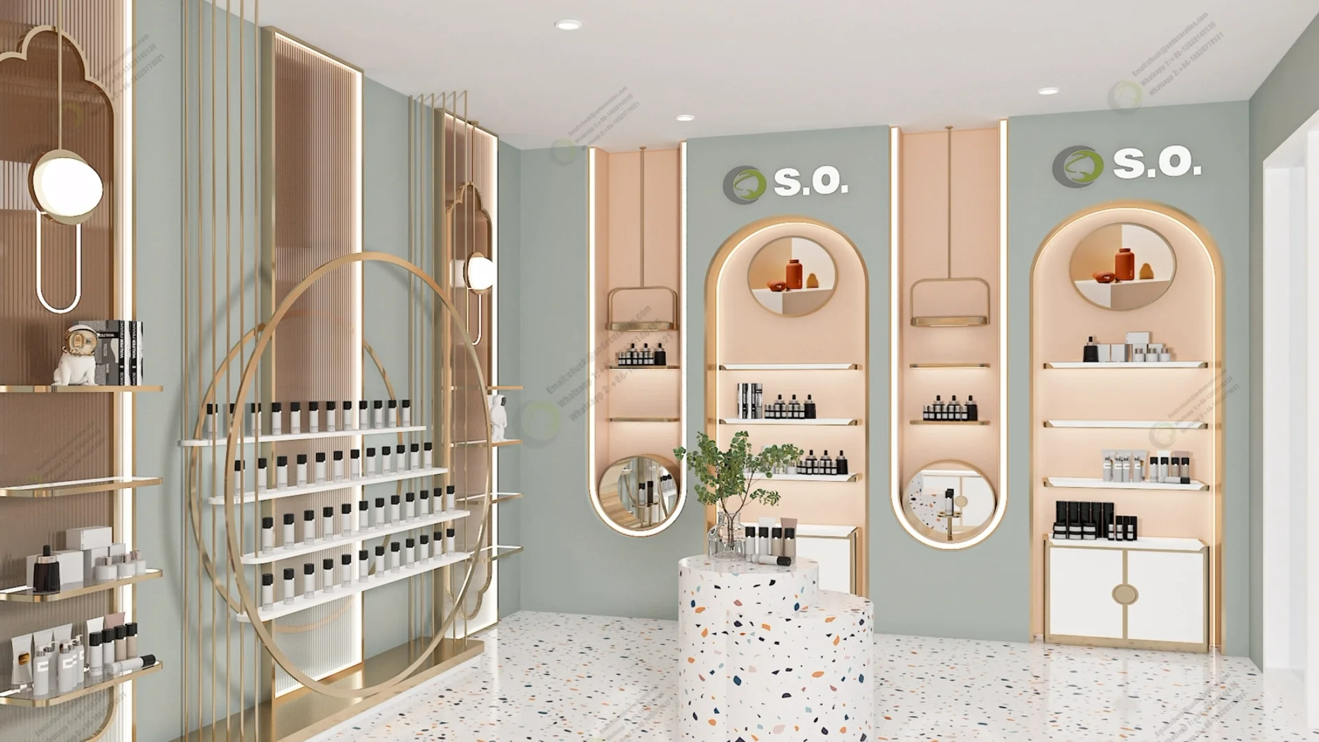 Modern Design New 3d Cosmetic Retail Shop Display Store Showcase ...