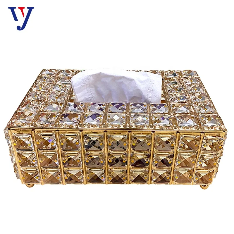 Storage & Organization Wooden Tissue Box Cover Crystal Glam Tissue Box ...