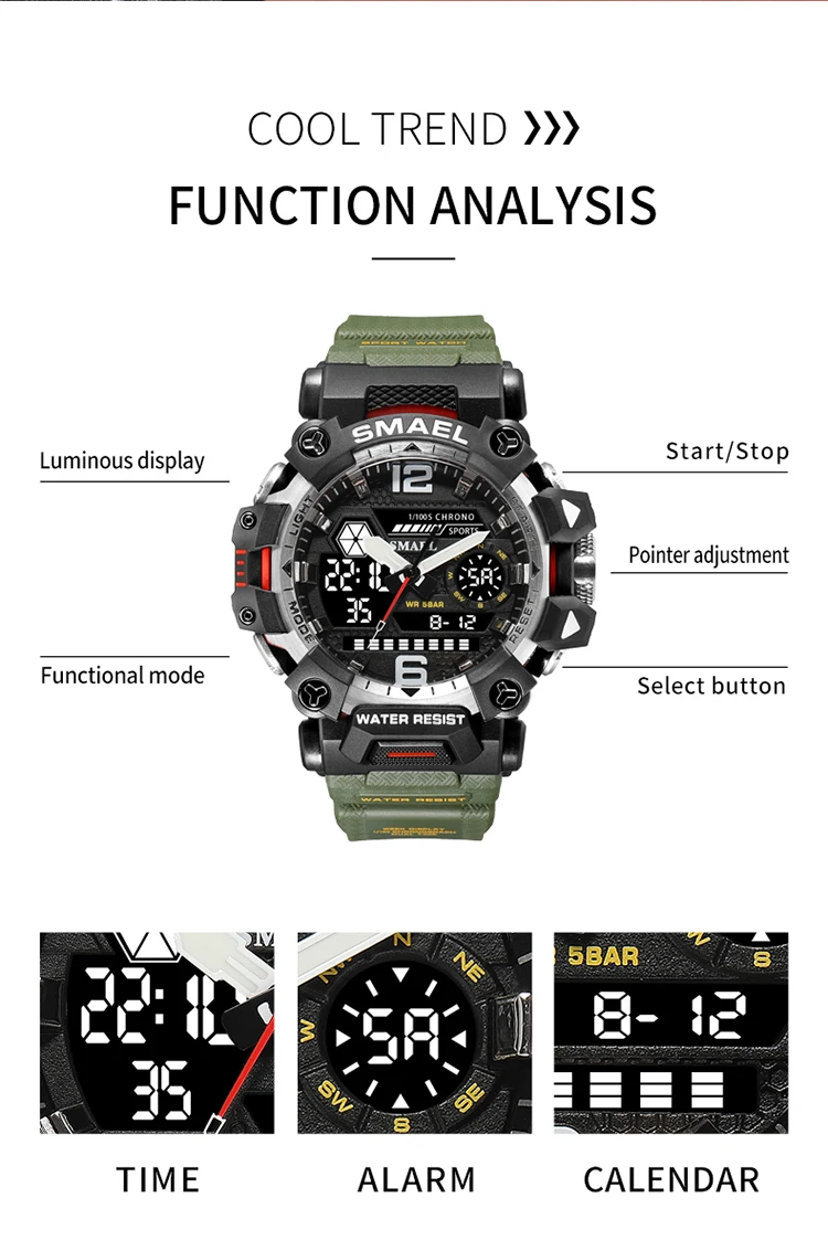 Smael 8072 Sport Wrist Watches Analog Digital Watch Relojes De Hombre ...