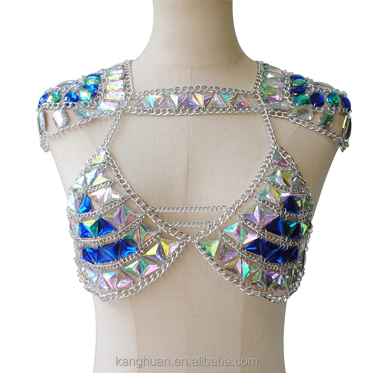 Women's Jewelry Tassel Rectangular Triangle Pendant Rhinestone Bra ...