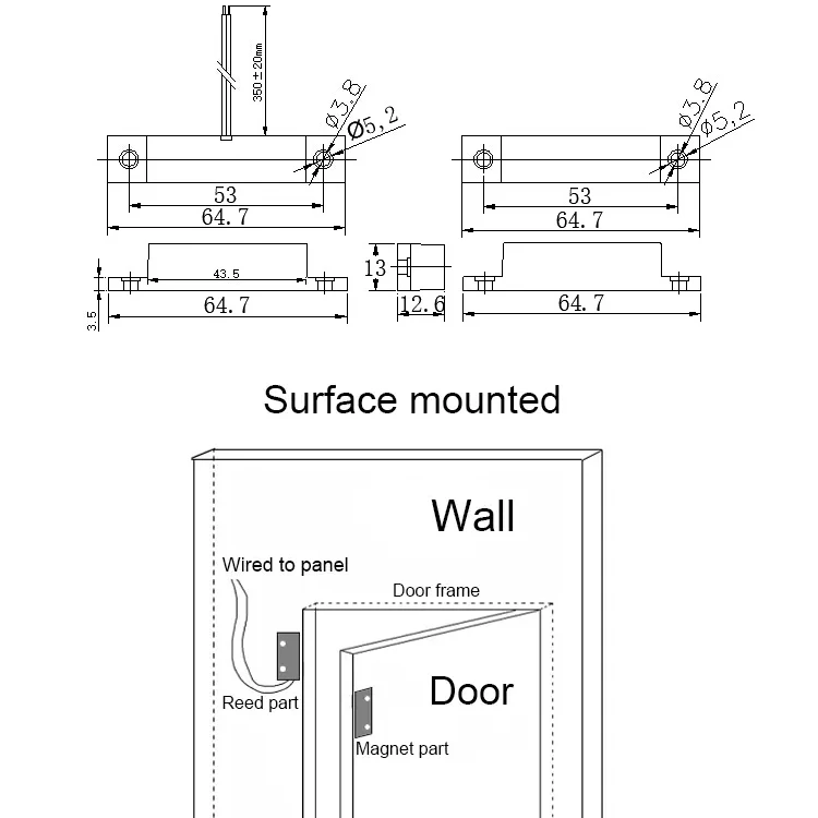 Surface Mounted Magnetic Door/window Sensor Alarm - SICUREZZA