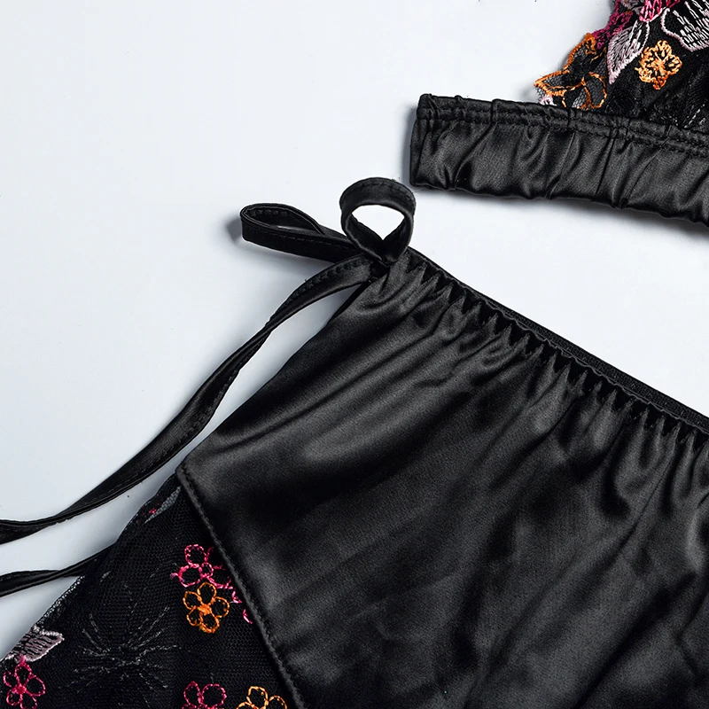 Flower Embroidered Russian Women Underwear Nighty Sexy Lingerie Women