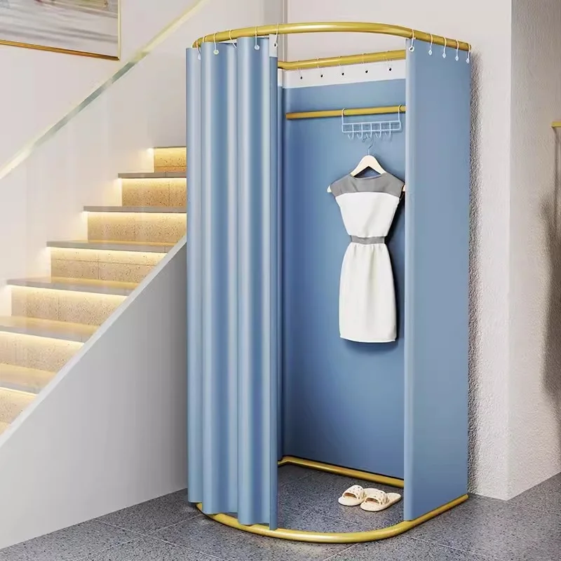 Customized Gold Clothing Rack & Movable Fitting Room for Stores ODM