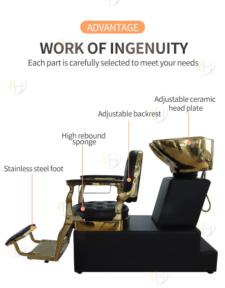 Luxury Washing Basin Bowl Backwash Barber Hair Massage Shampoo Chair ...