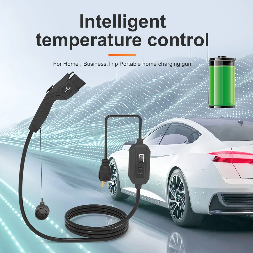 3.5KW Adjustable Portable Ev Charging Controller SAE J1772 Type 1 Connector Evse Charger Cable ...