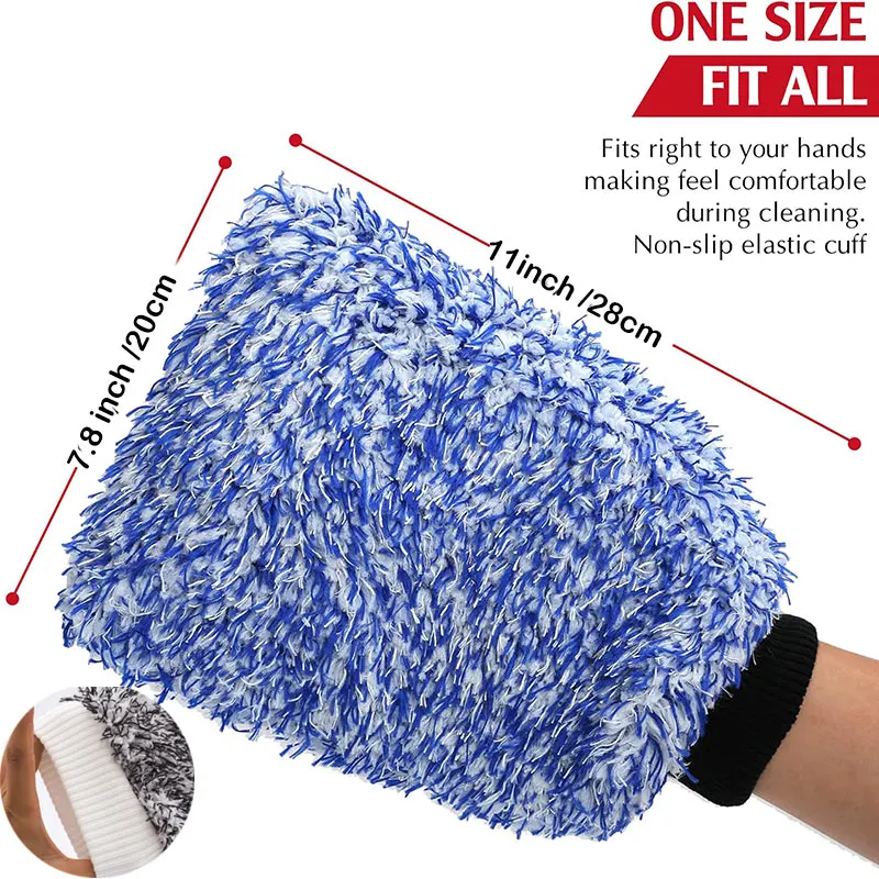 Custom Super Soft Long High Pile Microfiber Wash Mitt Detailing Car ...