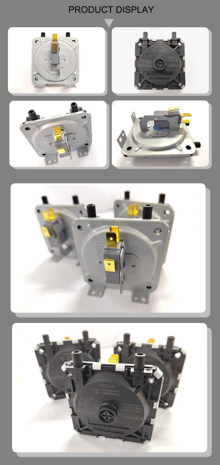 Gps100 Adjustable Differential Air Flow Pressure Switch Solar Ekzos Fan ...