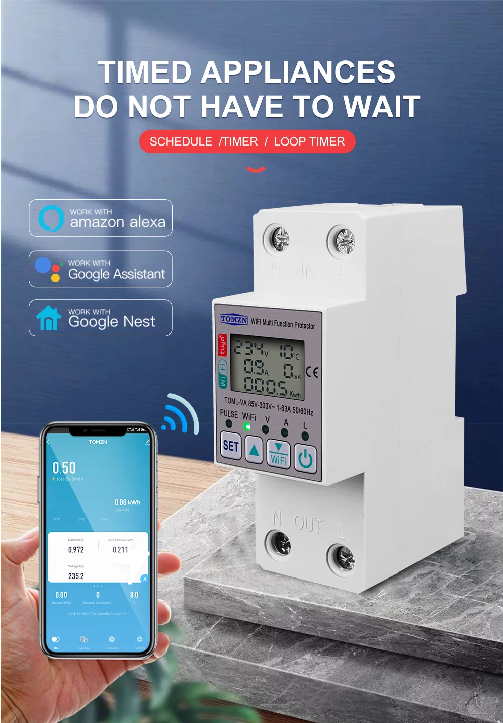 Tomzn Smartlife Wifi Energy Meter & Smart Circuit Breaker - Odm