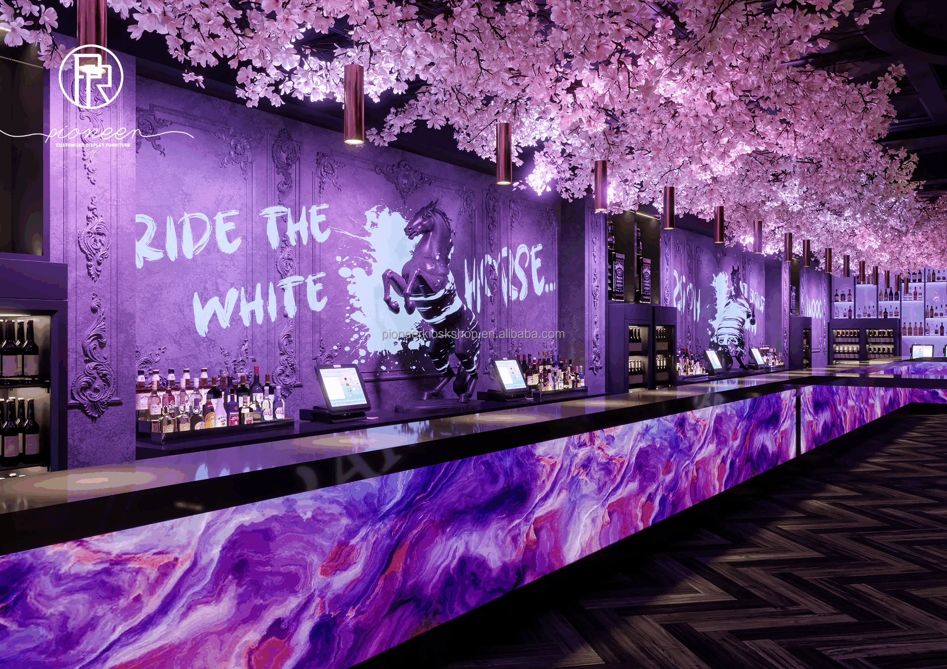 Luxury Bar Furniture: Translucent Marble LED Counter for Nightclubs ...