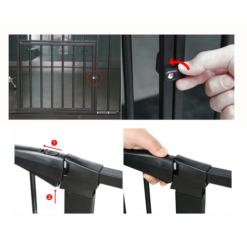 Safety Gate Stairs Guard Railing Fence - Pet Gate with Door for Dogs ...