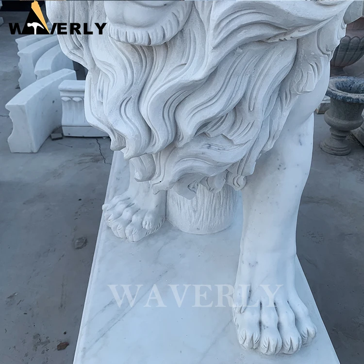 Life Size Gate Garden Standing Stone Lions Statues Large Outdoor ...
