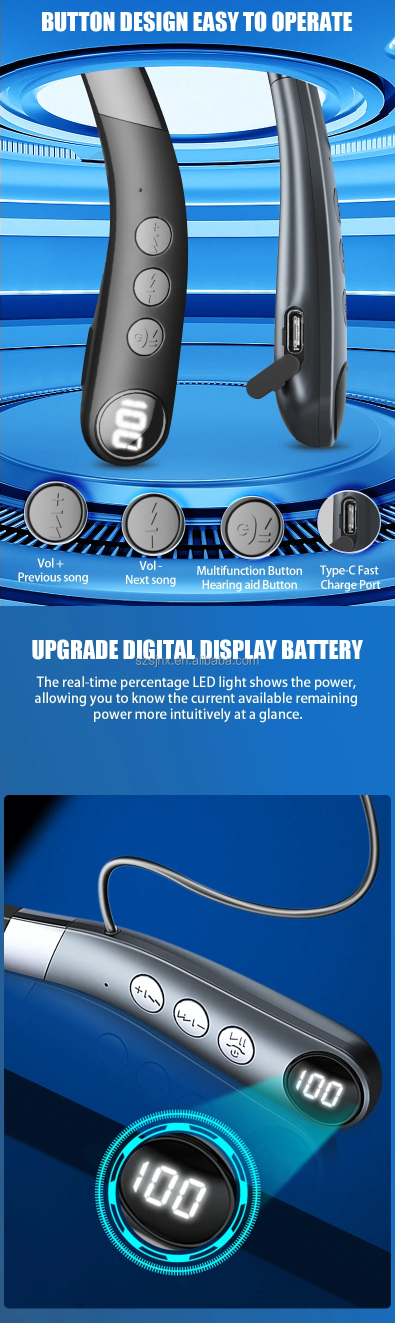 16 Channel Digital Hearing Aids Earbuds Hearing Aid Around Neck Older ...