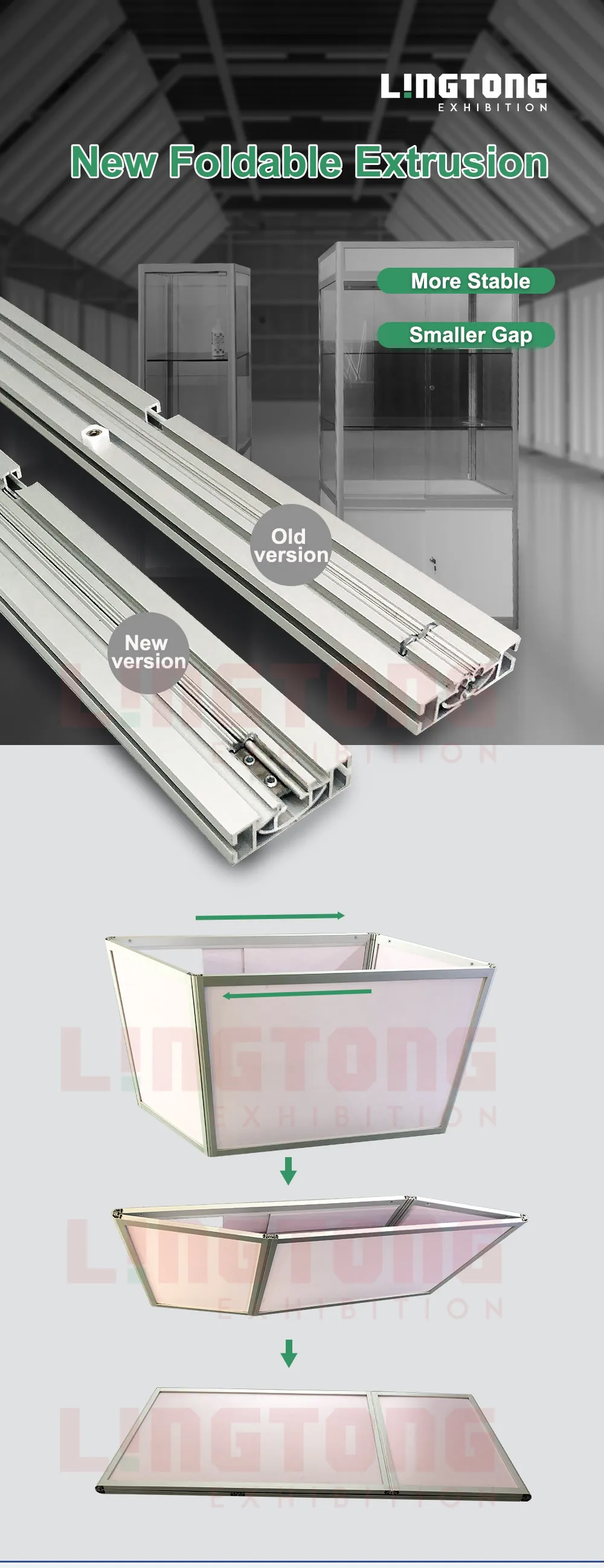 Upgraded Aluminum Folding Extrusion Showcase Profiles for Display Shelf ...
