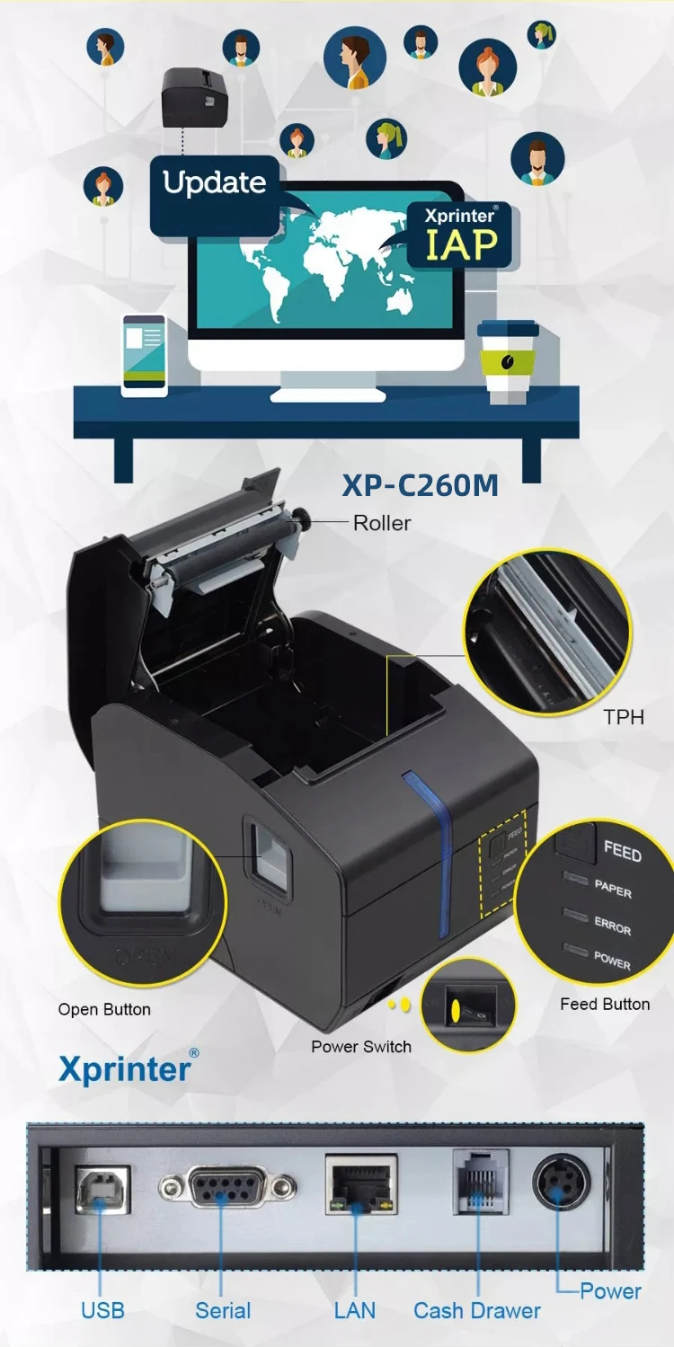 Thermal Printer 80mm - Xprinter XP-C260M Front Paper Loading