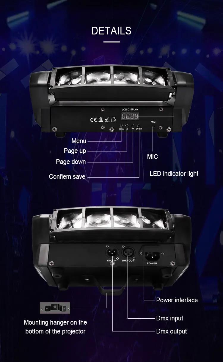 Mini Spider Stage Effect Light - 8 Pcs LED Moving Head