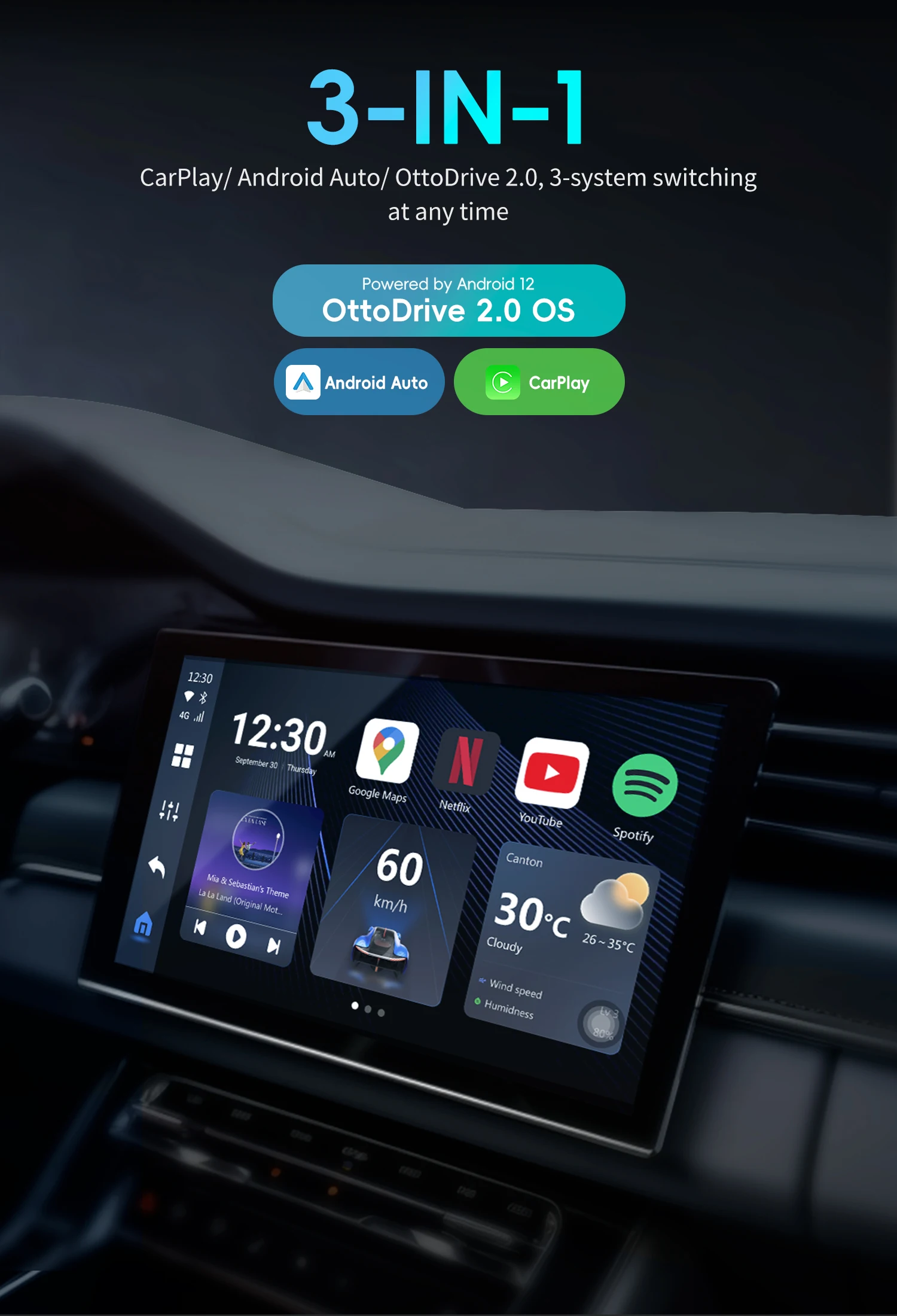 Ottocast Android AI Smart Box 8G 128G Carplay Android 12 Auto Youtobe ...