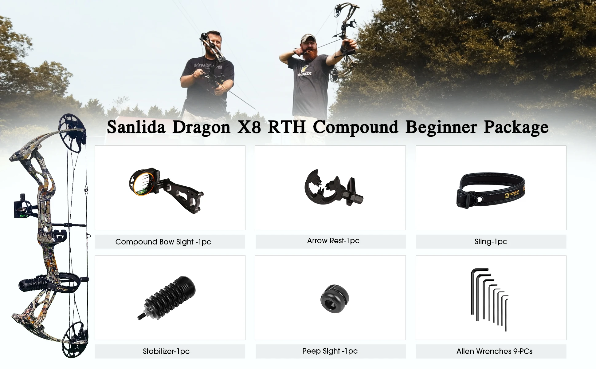 Sanlida Dragon X8 Compound Bow - 70lbs Adjustable Draw Weight