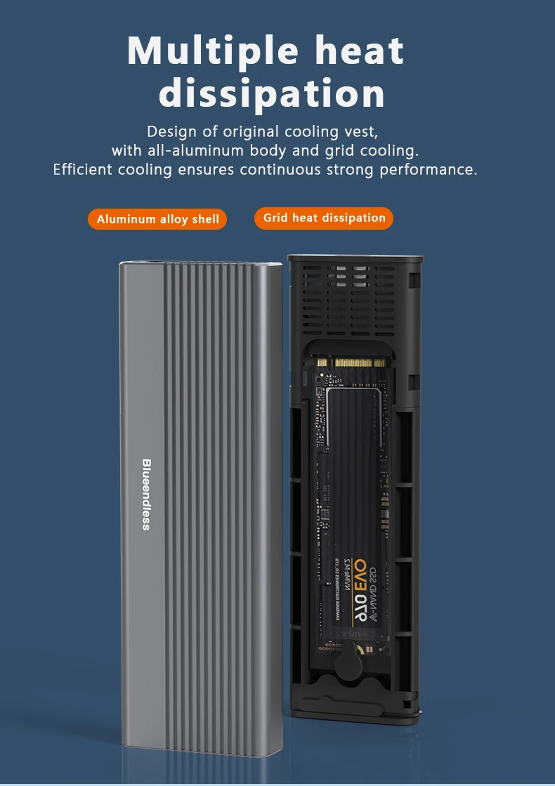 Aluminum M2 Case 2280 2260 2242 2230 Dual Protocol SSD Enclosure
