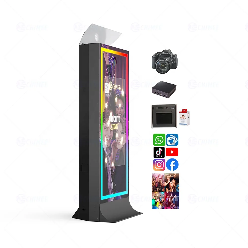 70" selfie magic mirror photobooth photo booth with 43 inch touch monitor lcd screen dslr camera ...
