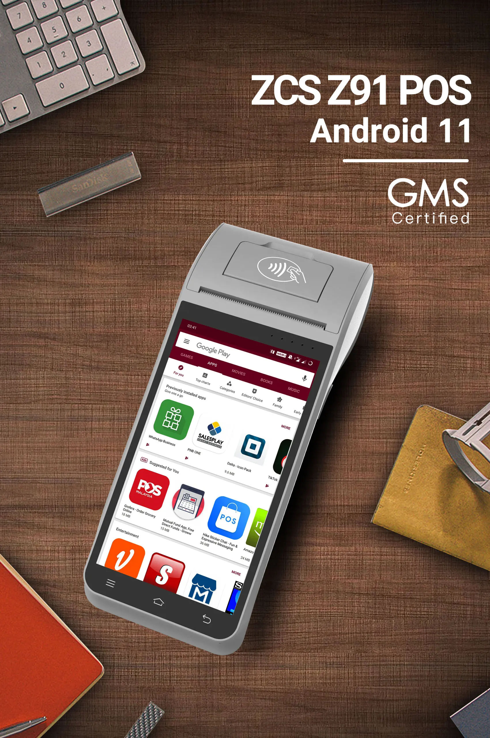 ZCS Z91 Touch Screen Mobile EDC Machine - Android 11.0 POS