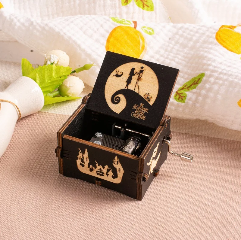 Theme Hand Crank Music Box Crafts Musical Cn;shn Mini Custom Diy Wooden ...